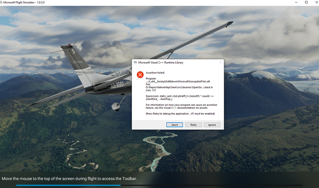 Assertion error - General Discussion - Microsoft Flight Simulator Forums
