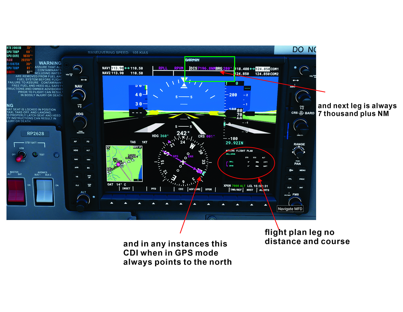 G1000 GPS/CDI always point NORTH? (solved) - General Discussion ...