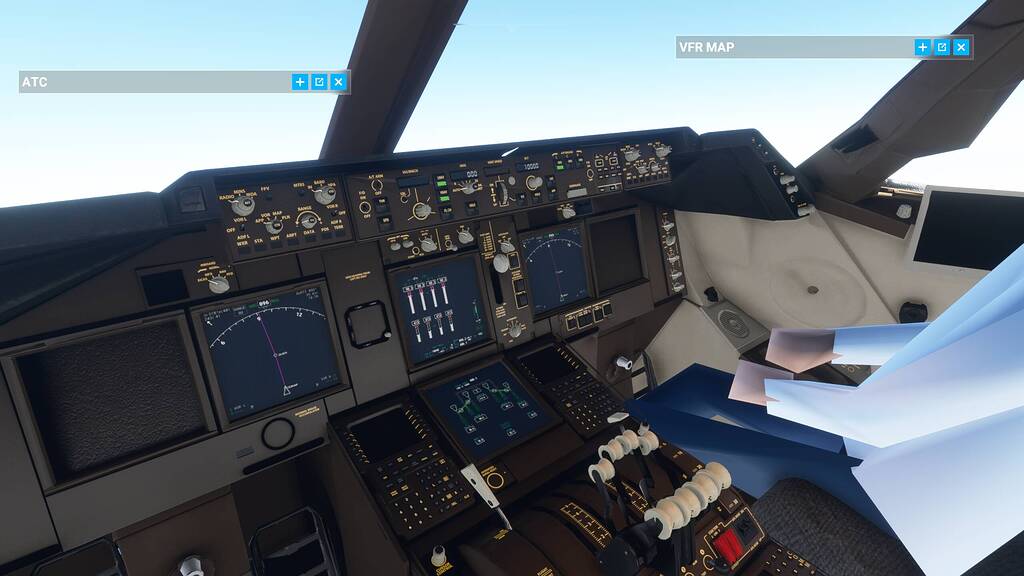 747 screens and controls not working, pilots visible when switching to ...