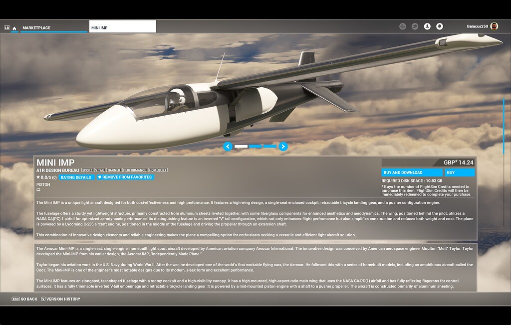 Mini IMP by A1R Design Bureau - Aircraft - Microsoft Flight Simulator ...