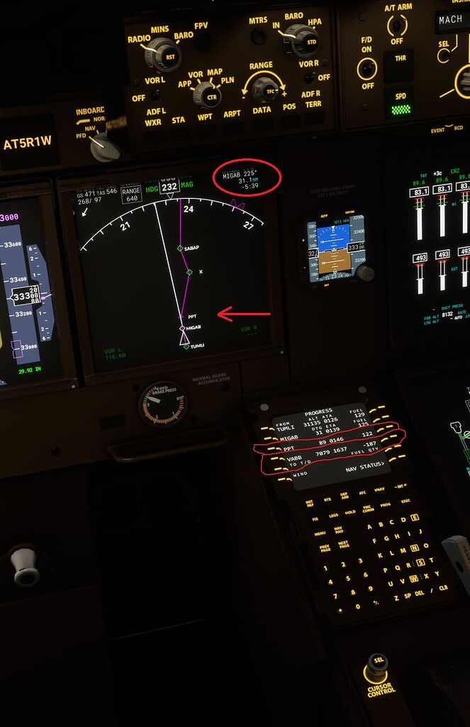 747 progress display (PROG) shows wrong distance to go DTG and fuel ...