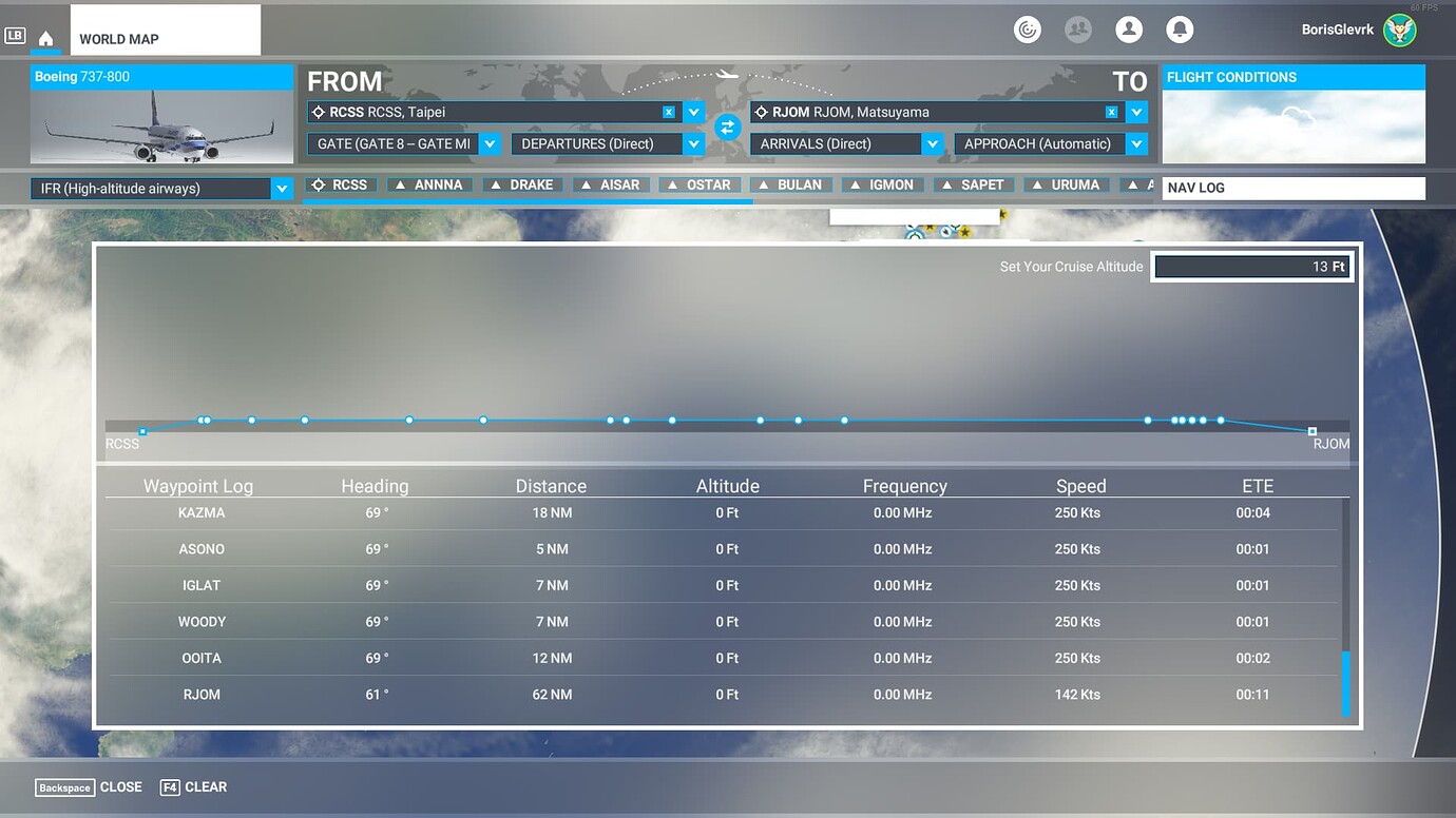 Unable to edit cruise altitude after saving flight plan in world map ...