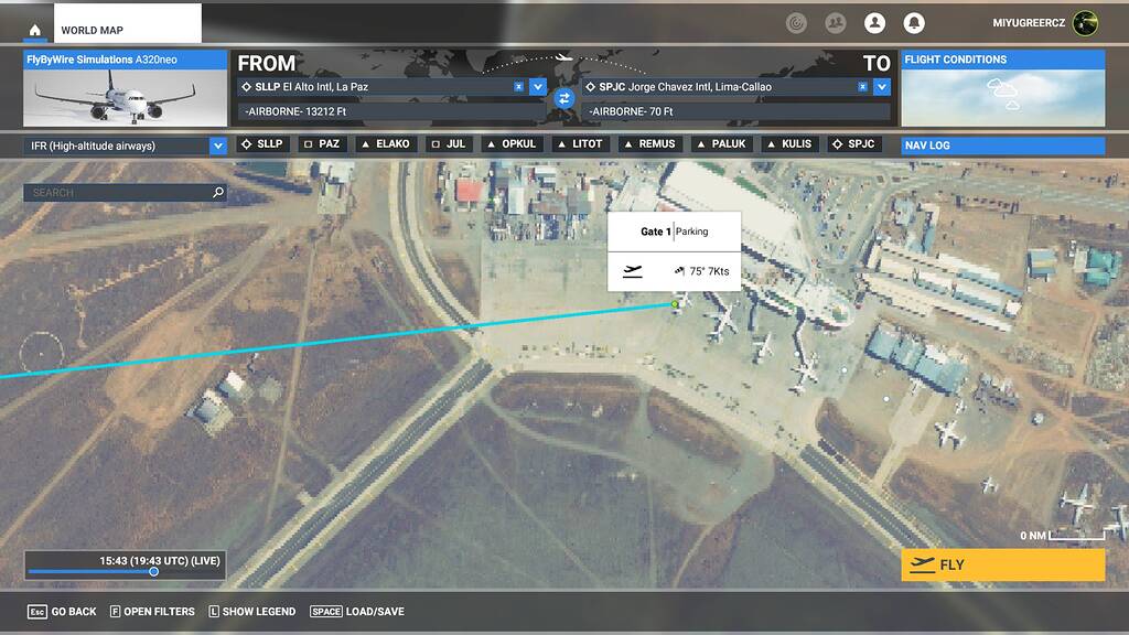 Can't select runway, gate, departure or arrival - locked to airborne ...