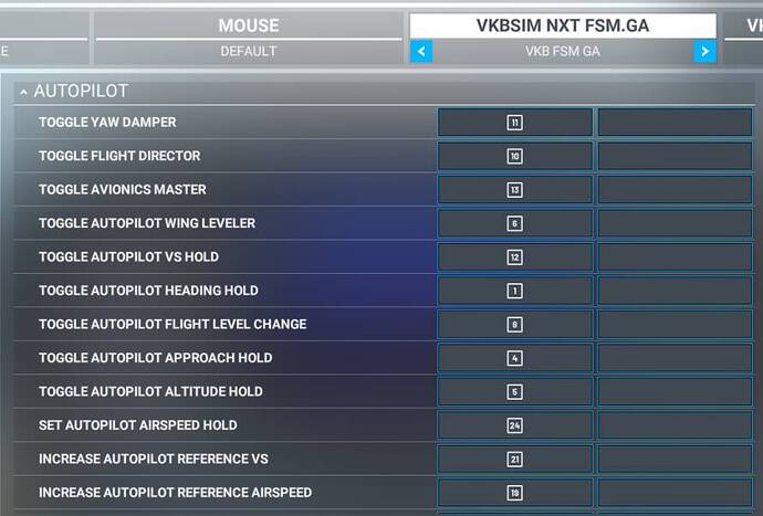 [Reference] MSFS Keybind Mapping for VKB FSM-GA Module - UPDATED for VNAV and HDG SYNC ...