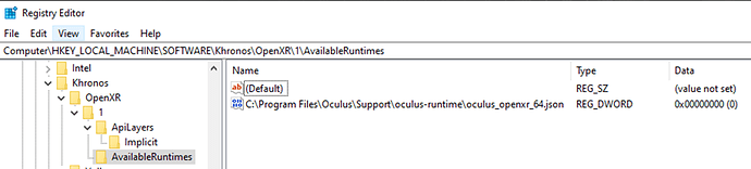 Openxr Registry Settings For Switching Between Oculus Quest 2 And Hp Reverb G2 Virtual Reality