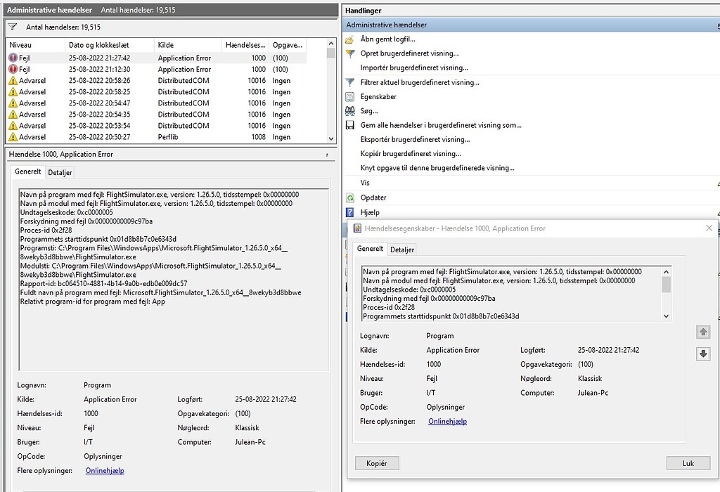 CTDs following the big 19 august CTDs: What CTD is this? - Crashes (CTDs) - Microsoft Flight ...