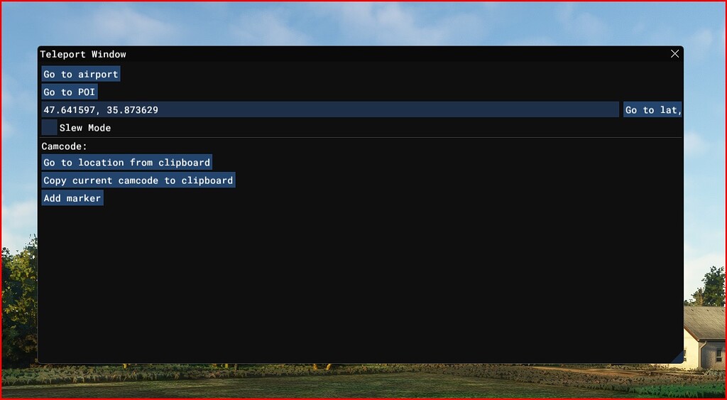 Teleport window: truncated view - User Interface & Activities - Microsoft Flight Simulator Forums