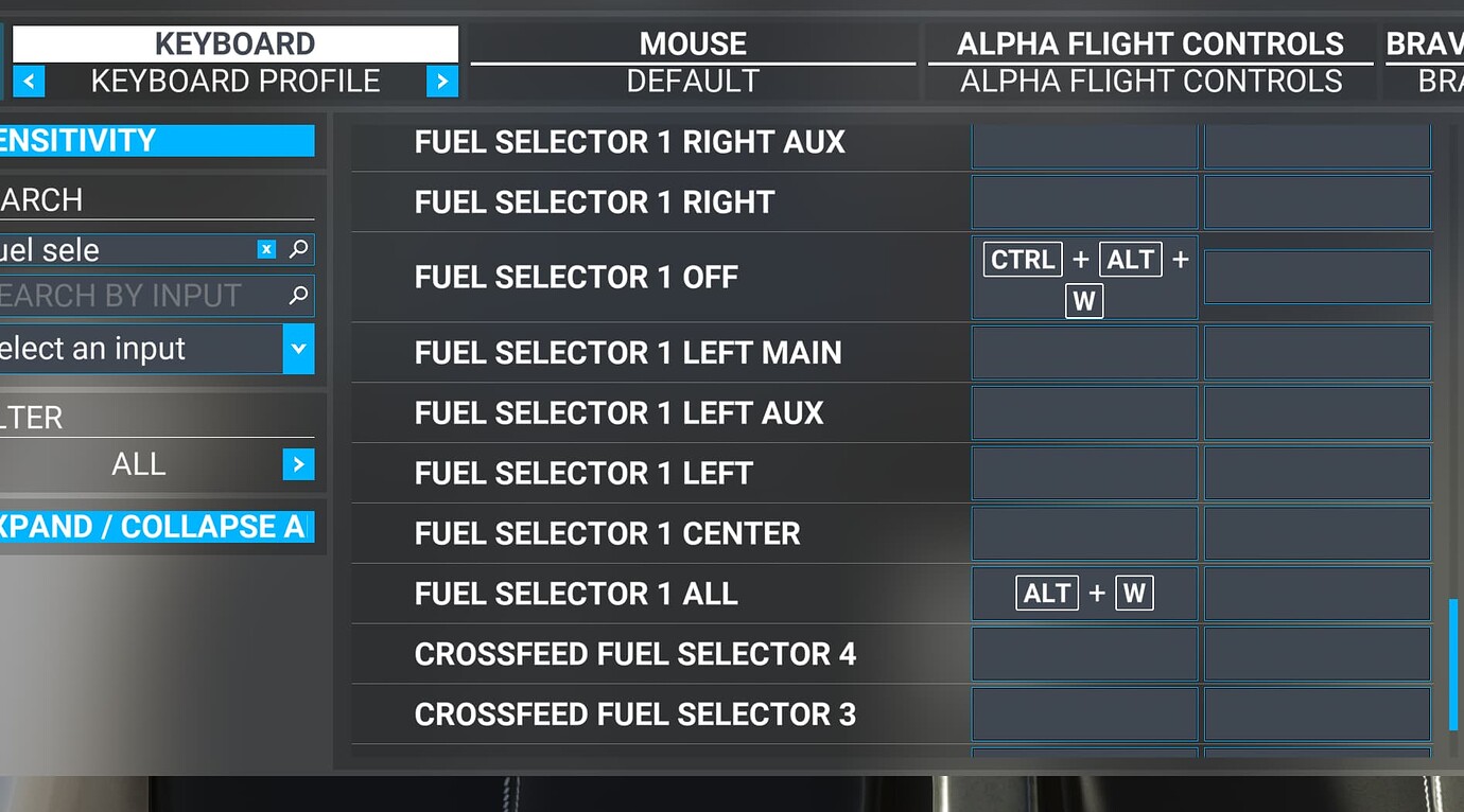Baron G58 fuel selector keyboard mapping - Aircraft & Systems ...