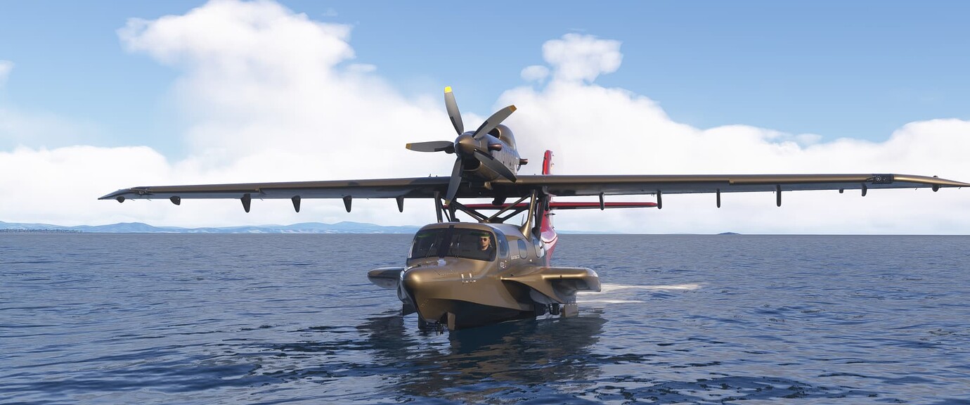 Sea Planes with retractable landing gear sit up in water with gear down ...