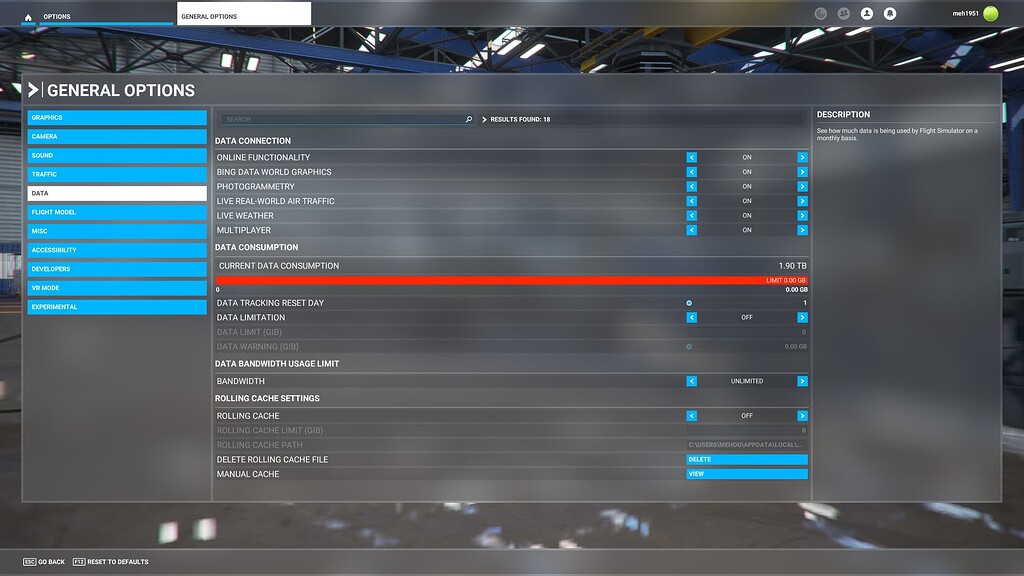 How to clear current data consumption - User Interface & Activities - Microsoft Flight Simulator ...