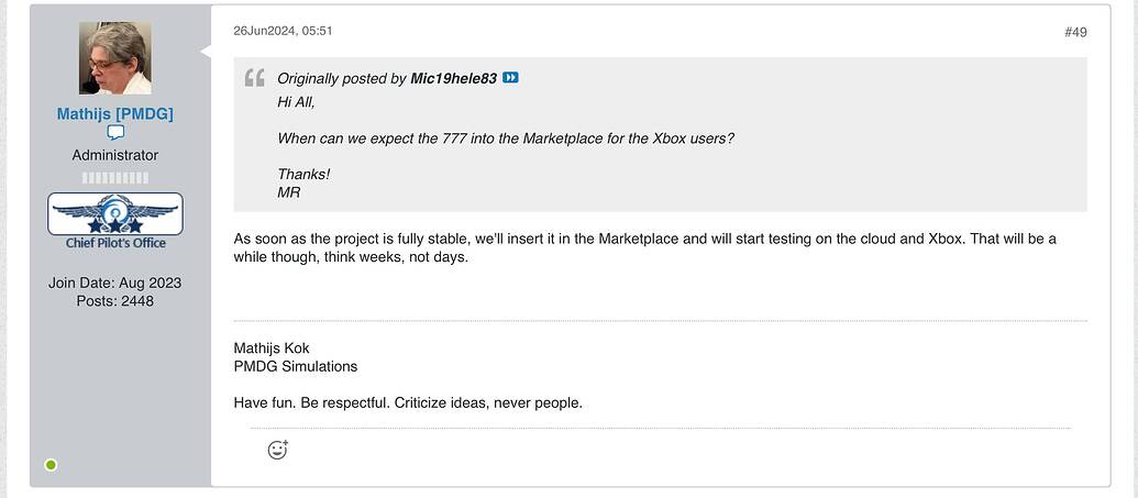 PMDG Boeing 777 for Xbox - Aircraft - Microsoft Flight Simulator Forums
