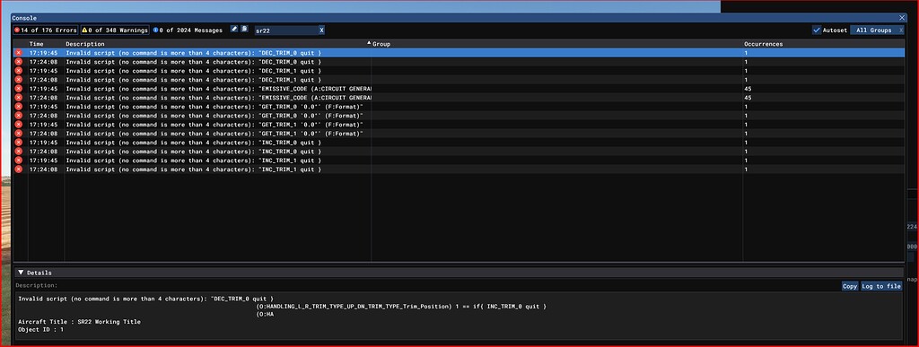 SR22 Console errors - Aircraft & Systems - Microsoft Flight Simulator ... SR22 Console errors - Aircraft & Systems - Microsoft Flight Simulator ...