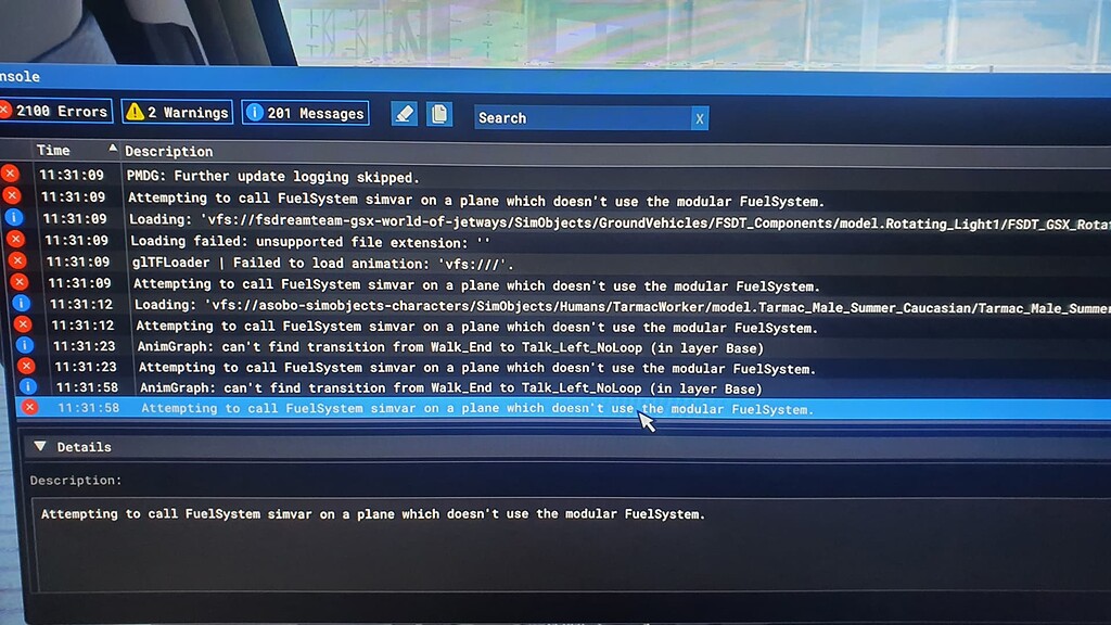 Error attempting to call fuelsystem - Hardware & Peripherals - Microsoft Flight Simulator Forums