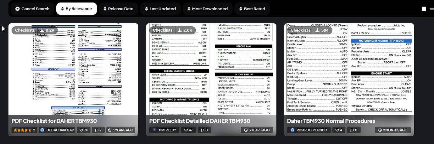 TBM 930 Checklist and Quick Information - Community Guides - Microsoft ...