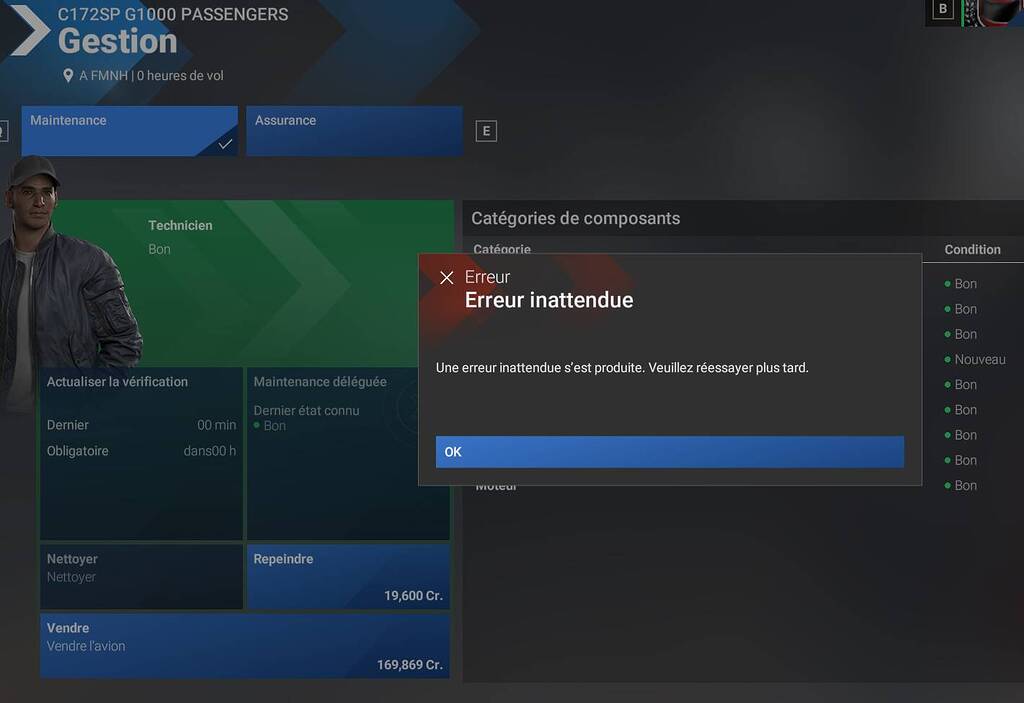 Unexpected Error when selling airplane - User Interface & Activities - Microsoft Flight ...