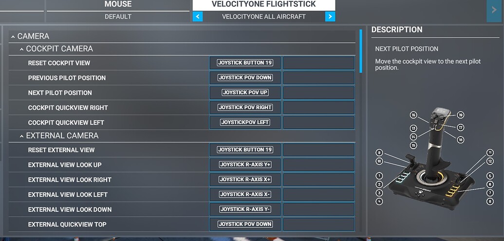 Free cockpit view with the mouse not possible with default velocity one ...