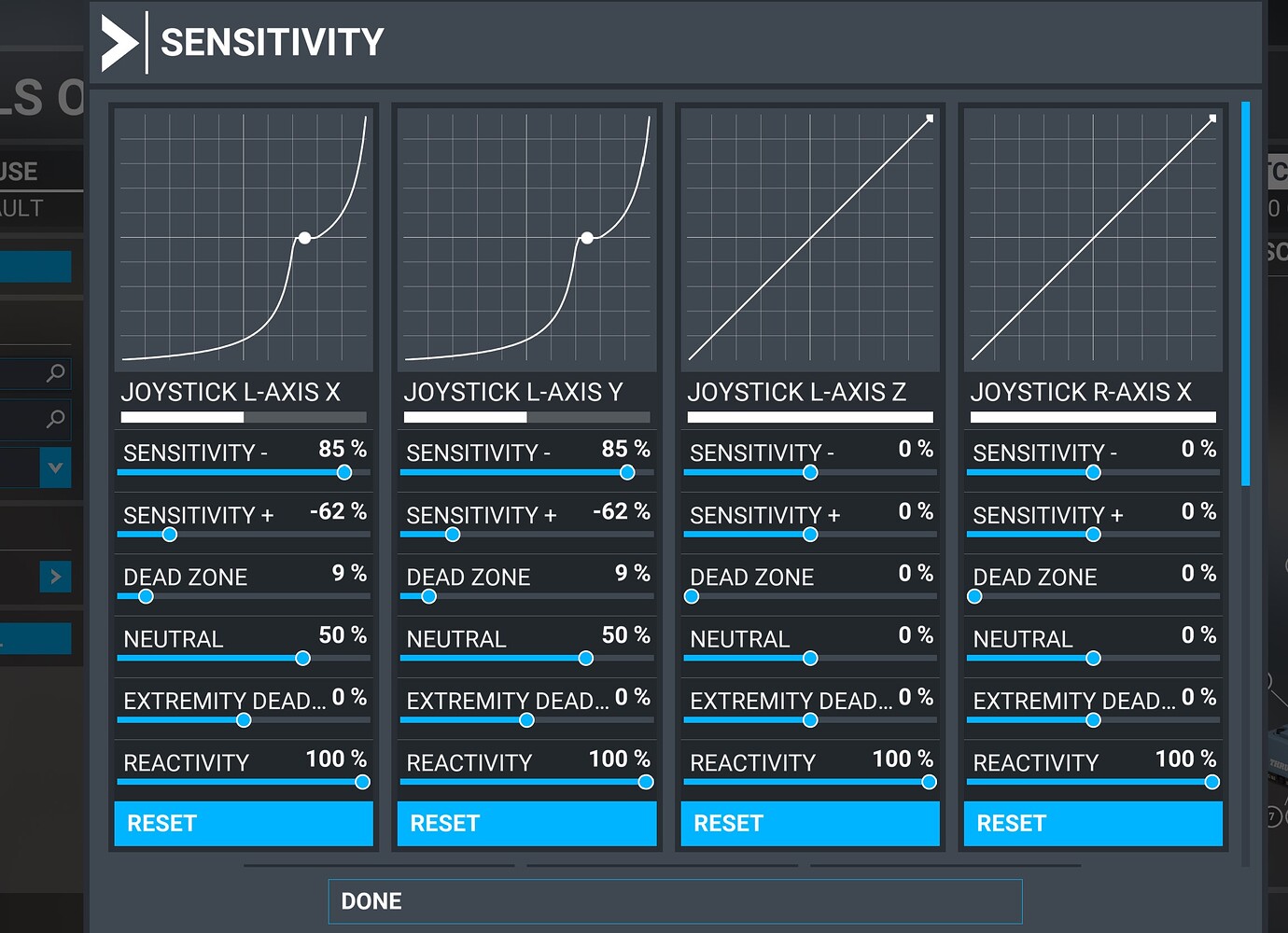 What are the sensitivity settings for the Thrustmaster Tca Throttle ...