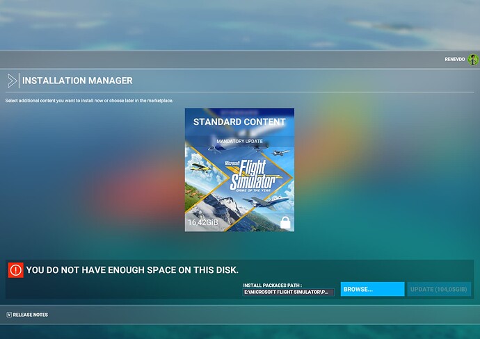 Trying to Update, not enough disk space? - General Discussion - Microsoft Flight Simulator Forums