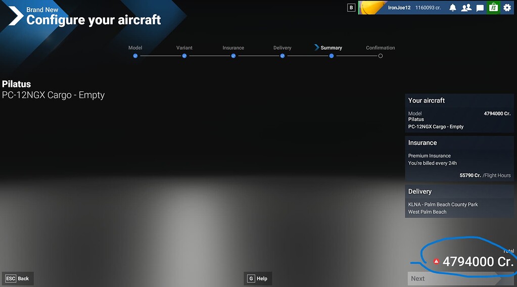 Career mode try buying aircraft block at configuration summary - User Interface & Activities ...