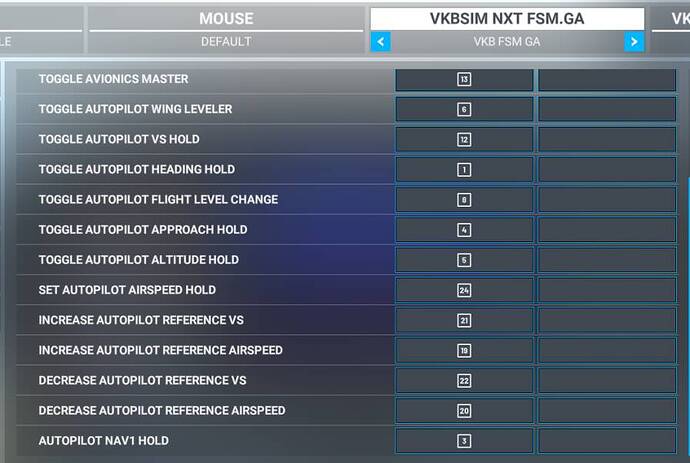 [Reference] MSFS Keybind Mapping for VKB FSM-GA Module - UPDATED for VNAV and HDG SYNC ...