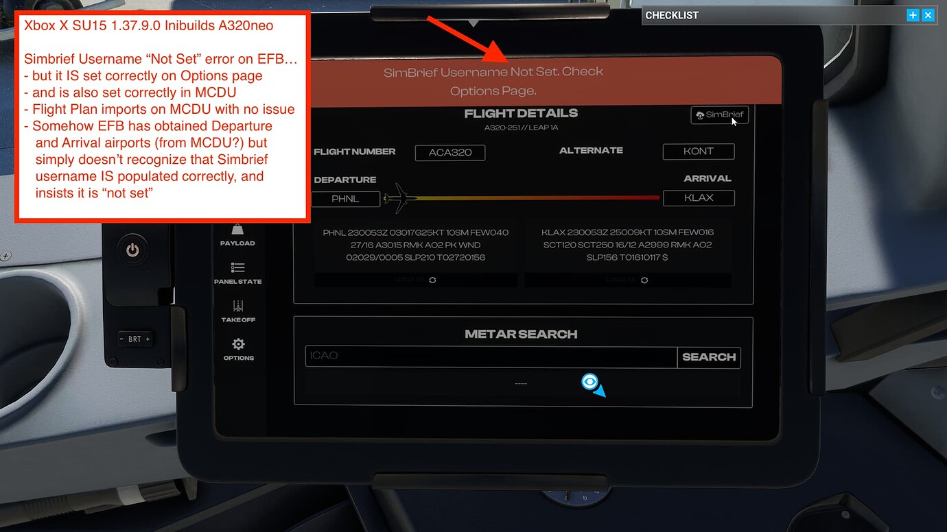 A320 V2 Simbrief Username Issue - Resolved - Microsoft Flight Simulator ...