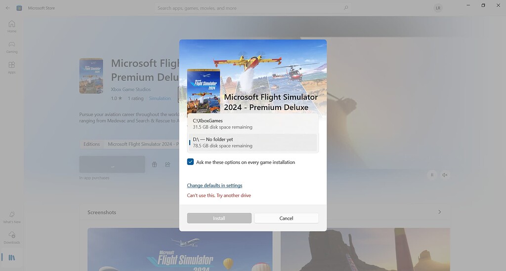 How to install MSFS 2024 on DATA (D) drive? - Install, Performance & Graphics - Microsoft Flight ...