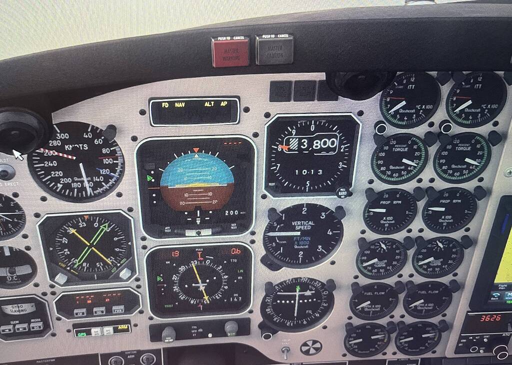 Black square King Air no green cdi showing on attitude indicator on ...