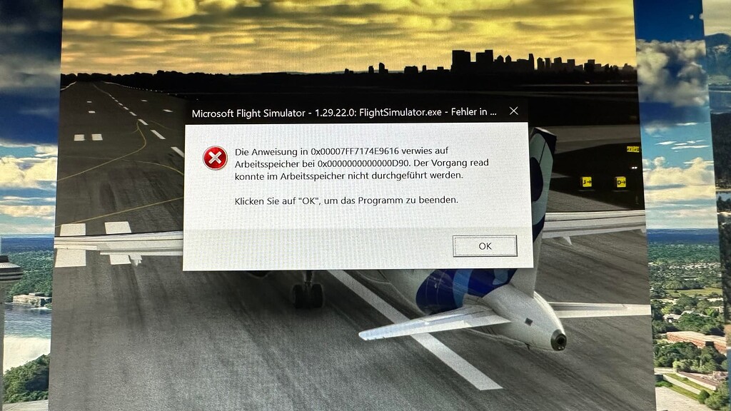 My Simulator is not loading anymore! CTD with error everytime starting up! Plz Help - Crashes ...