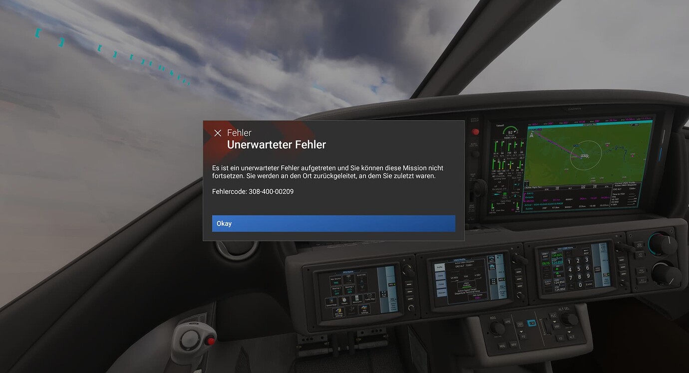 Mission - Unexpected error occurred - Error Code: 309-400-00201 - User ...