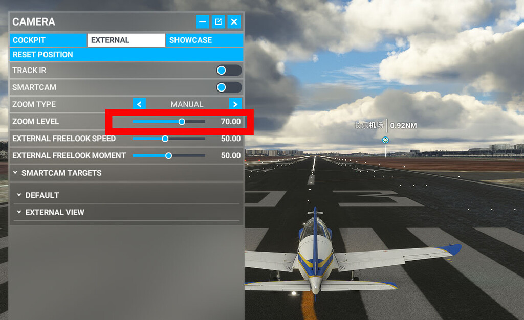Default external camera zoom - User Interface & Activities - Microsoft Flight Simulator Forums