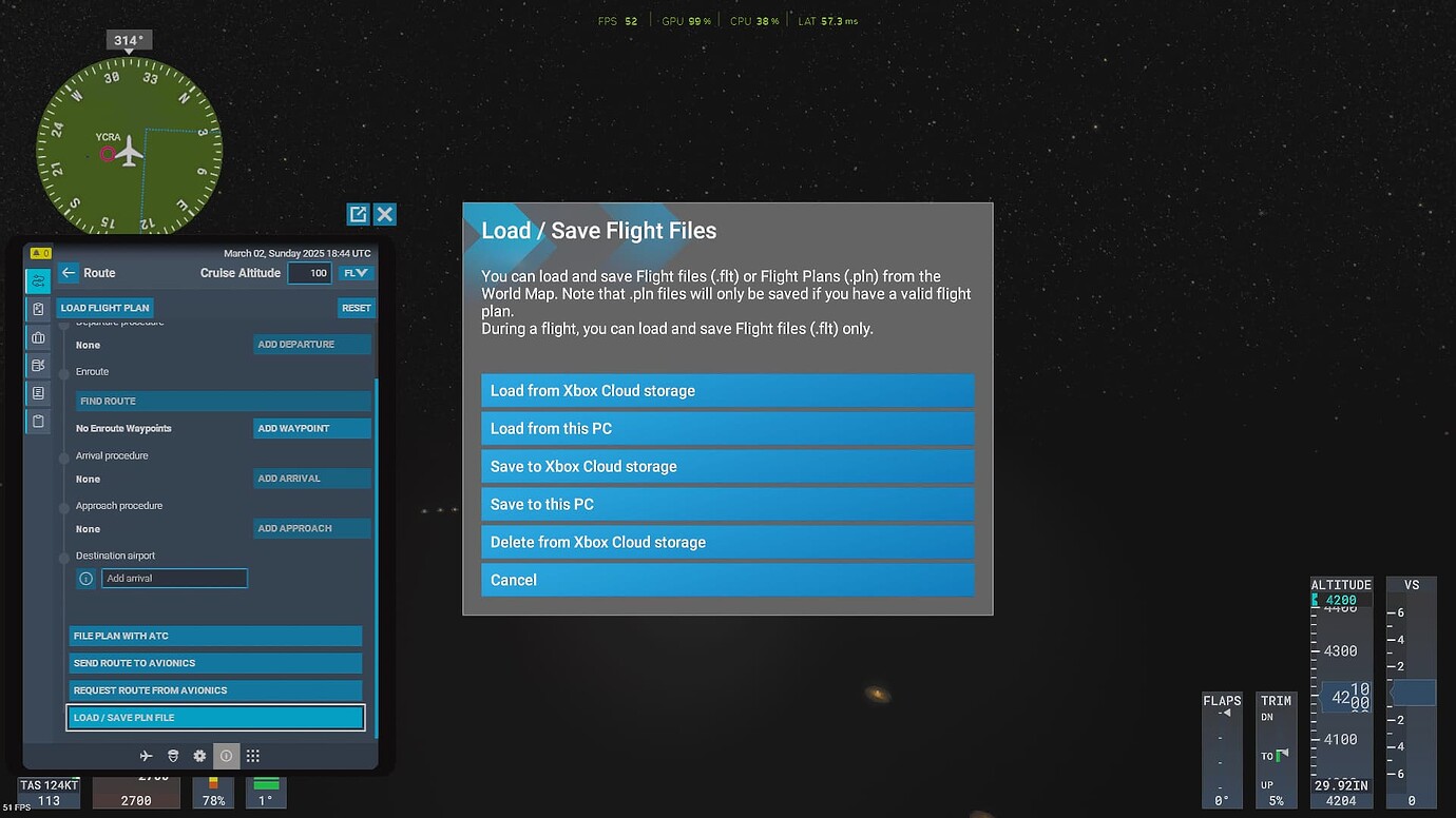 What location do flight planning programs save the created flight plan ...