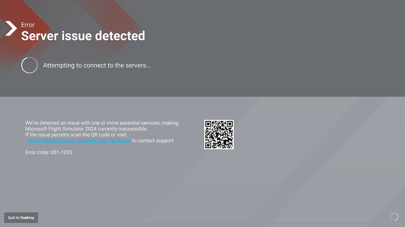 MS FS 2024 Error 001-1035 and Trying to connect to your network ...