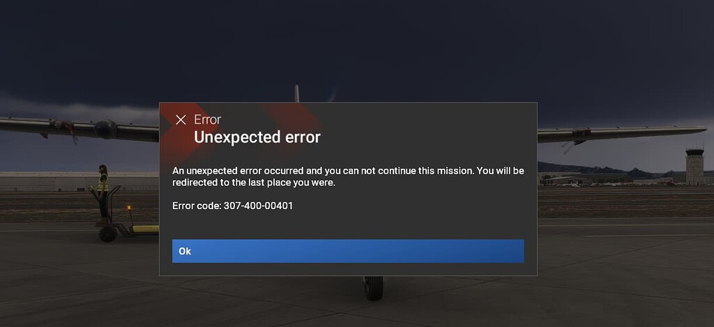 Unexpected error occurred Error code: 307-400-00401 - User Interface & Activities - Microsoft ...