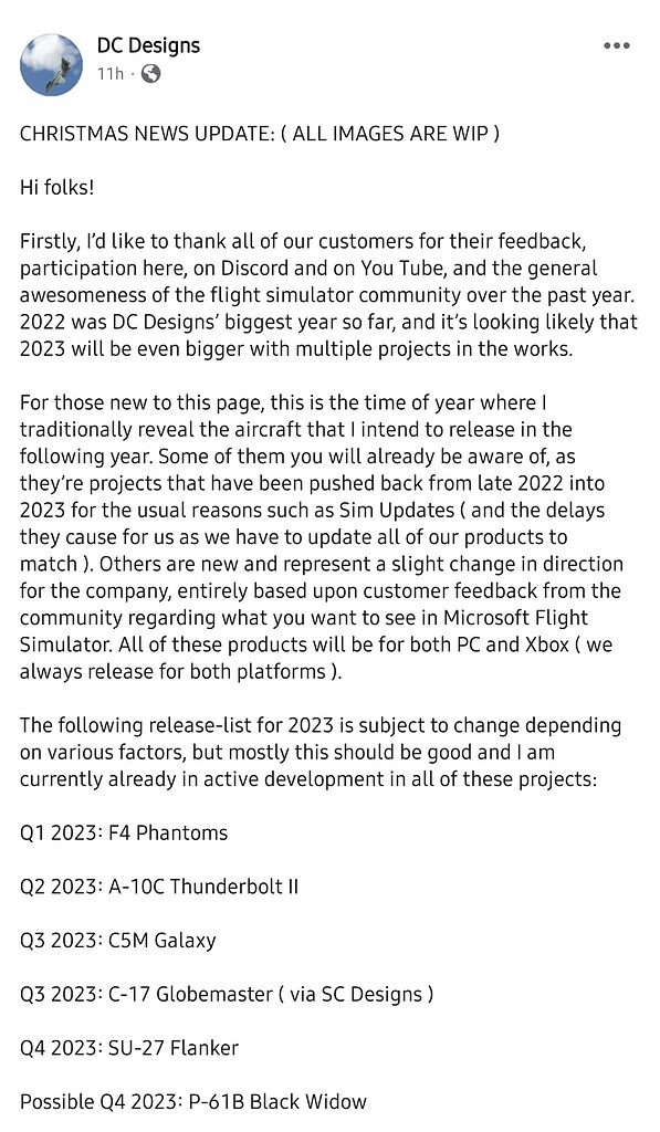 DC Designs lays out plans for 2023! (Udpated) - Aircraft & Systems ...