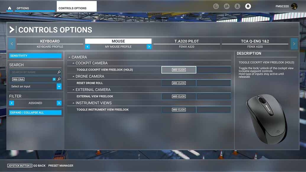 Free look (right mouse button) moves switch to "Norm mode" - Aircraft ...