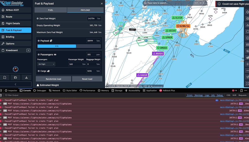 Online Flight Planner Intermittently Not Saving Flight Plans ...