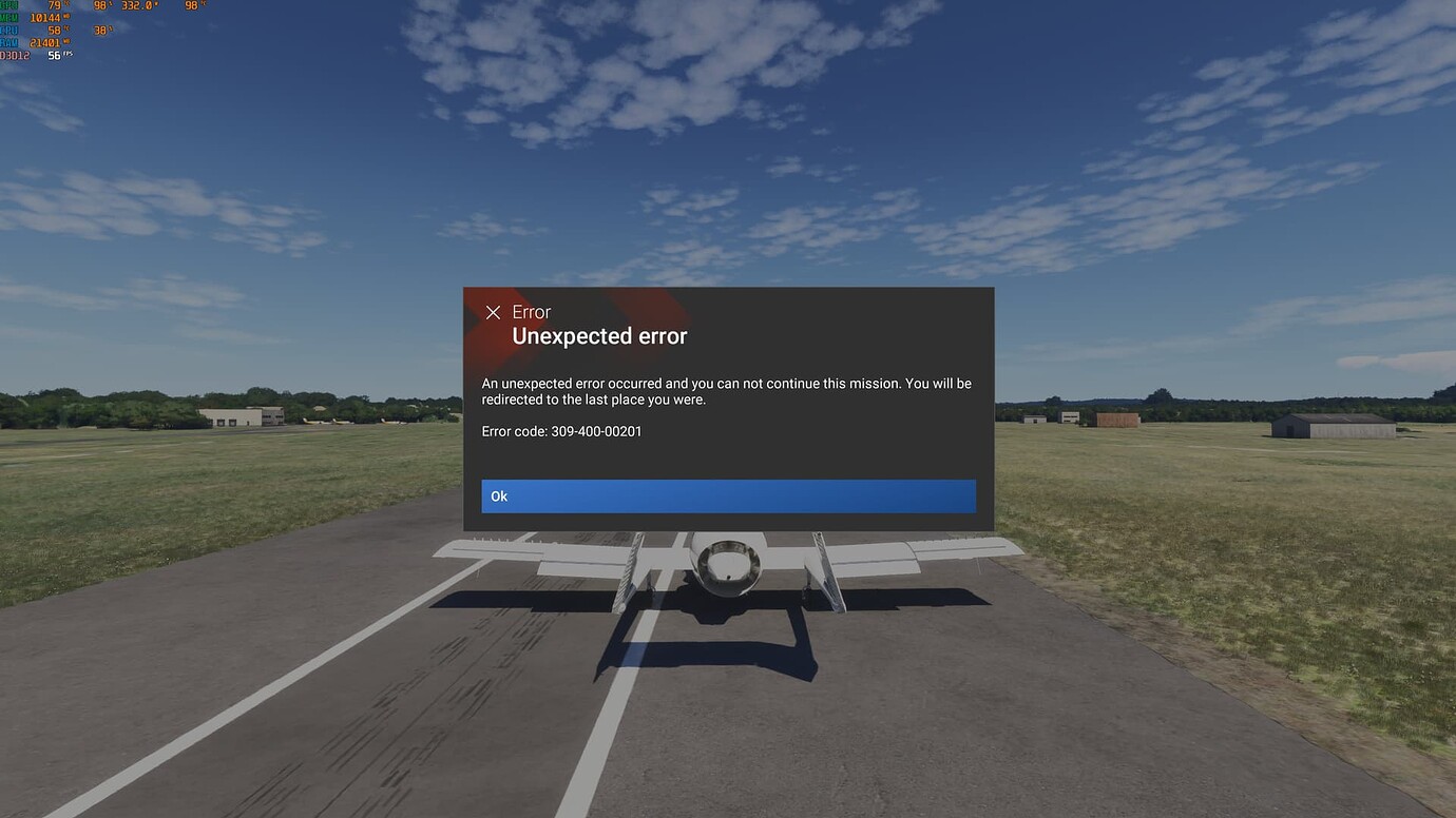 Mission - Unexpected error occurred - Error Code: 309-400-00201 - User ...