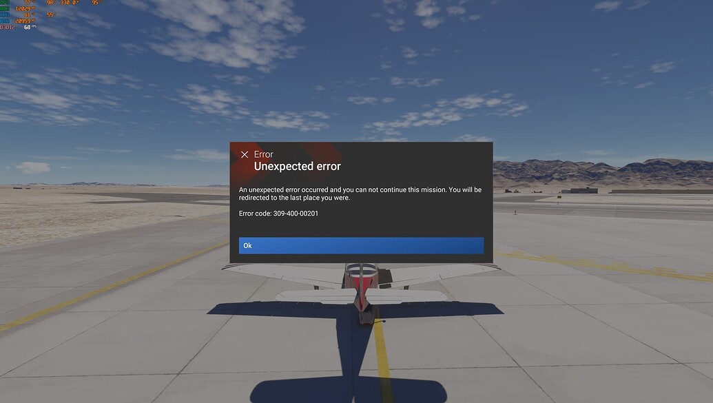 Mission - Unexpected error occurred - Error Code: 309-400-00201 - User ...
