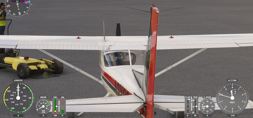 Asobo c152 only-- plane missing cockpit (see image) and pilot in front ...