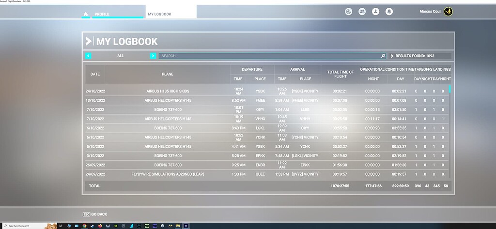 Loss/No longer logging flight hours - Miscellaneous - Microsoft Flight ...