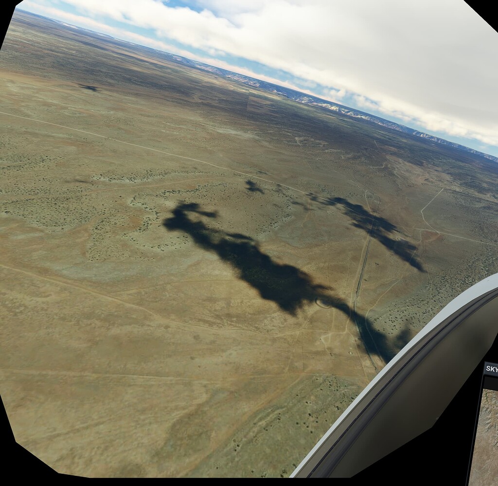 Huge cloud shadows on ground texture south west from Grand Canyon National Park Airport KGCN ...