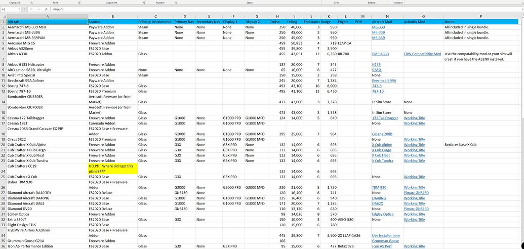 New Version of Aircraft Database has been posted - General Discussion ...