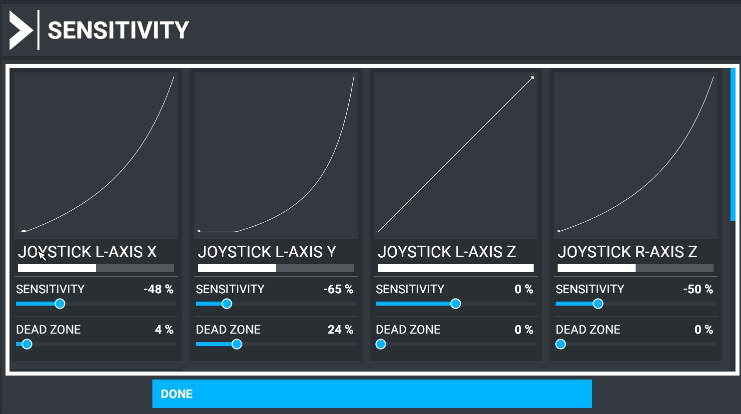 Cannot adjust input sensitivity curves - Resolved - Microsoft Flight ...