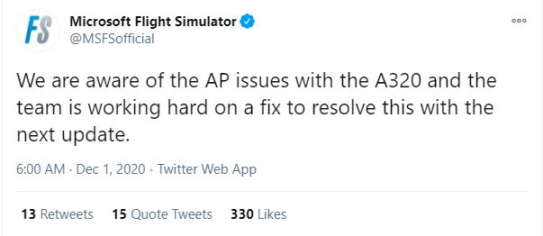 Any Solution to A320 AP Bug Yet? - #430 by Caprica715 - Resolved - Microsoft Flight Simulator Forums