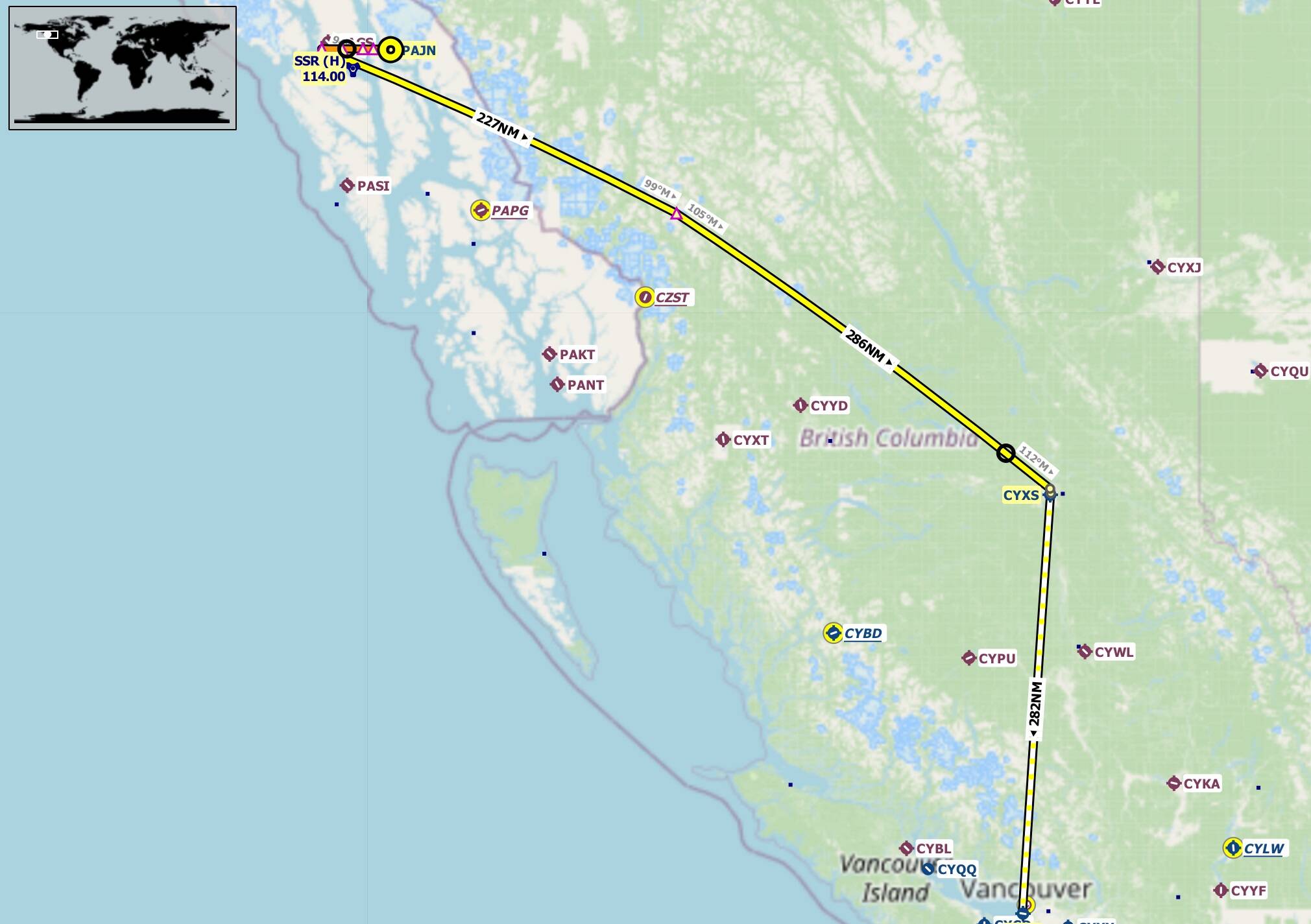 Aussie Group Flights Team: Airliner ATR - Juneau to Prince George ...