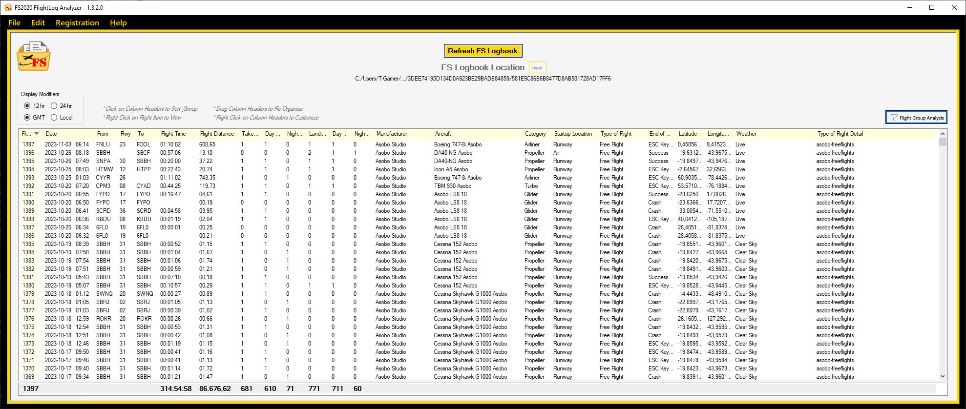 Logbook Analyzer - Tools & Utilities - Microsoft Flight Simulator Forums