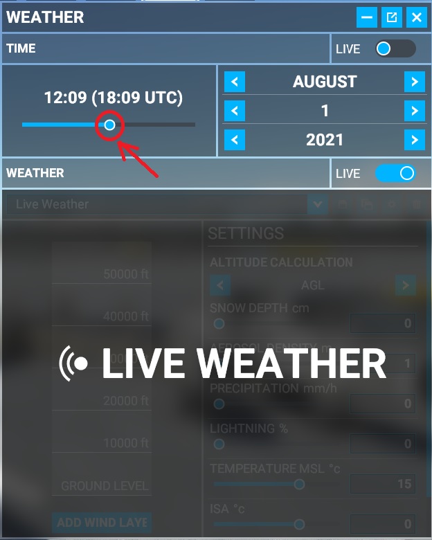Time of Day Slider in the Weather Menu-- Coarse movement only now ...