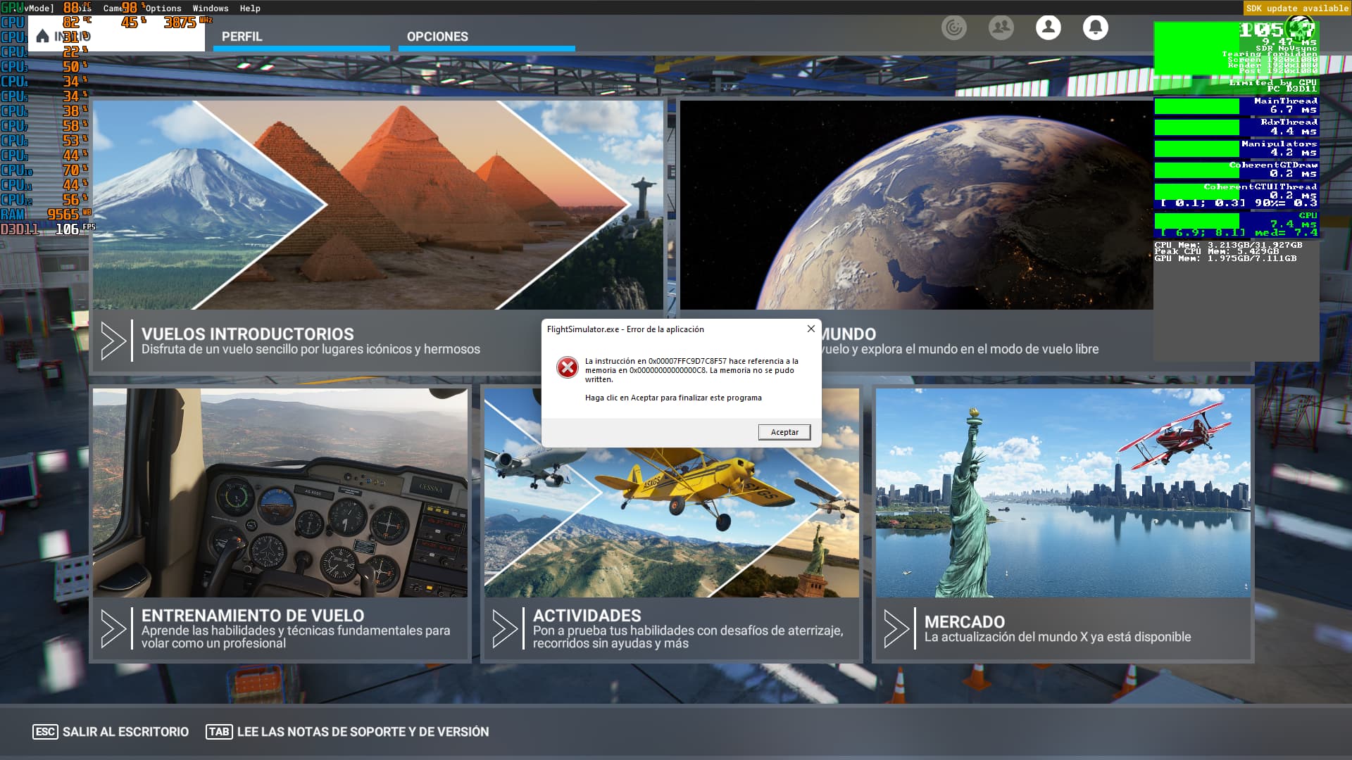 MSFS Application Error - memory could not be read - CTDs - Microsoft Flight Simulator Forums