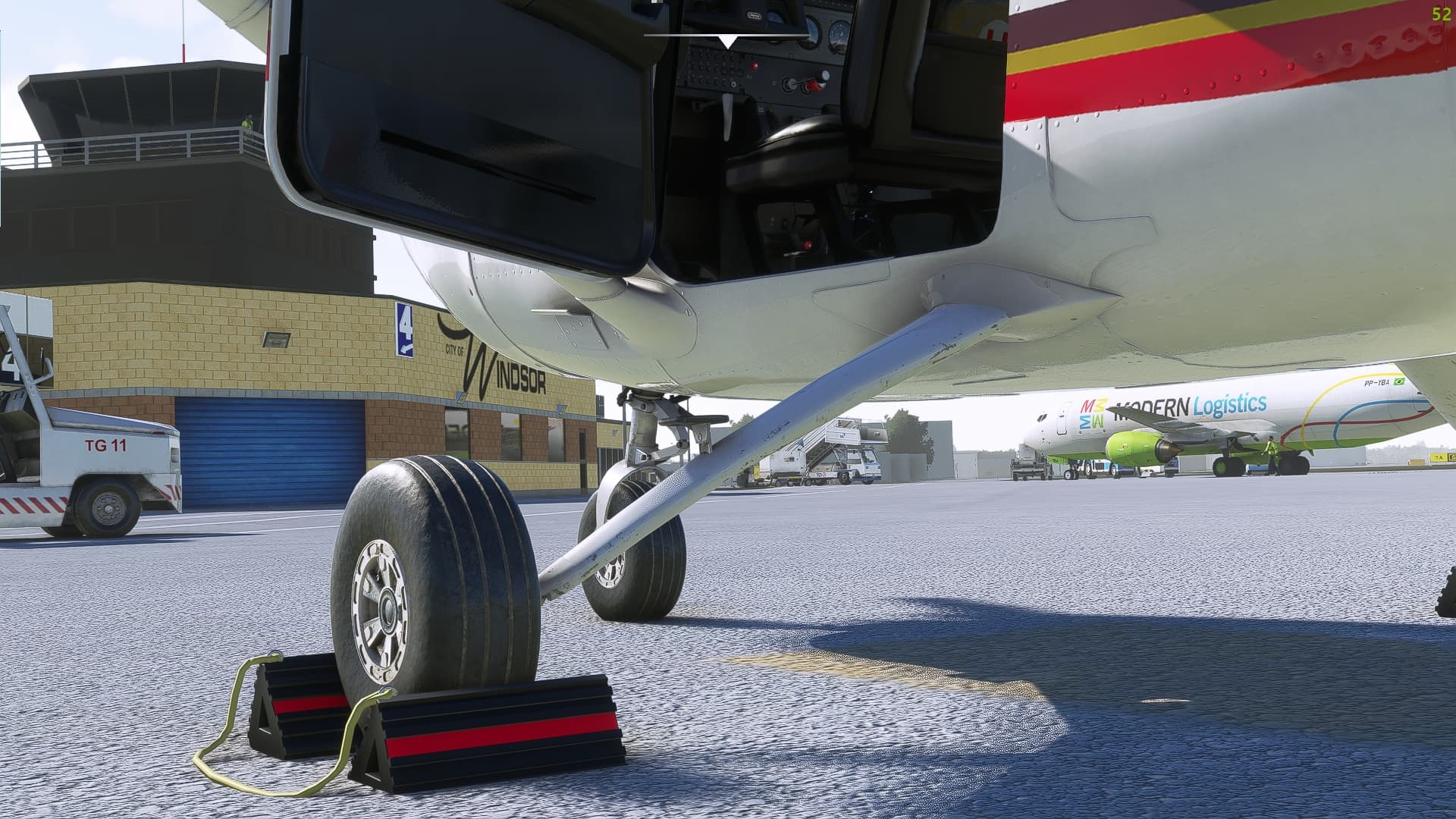 She's all done for today, she's all Tied down, Wheel Chocks are set ...