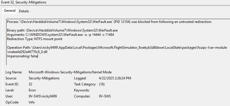 Help analyzing Event Viewer logs for CTD after FS update - Crashes (CTDs) - Microsoft Flight ...